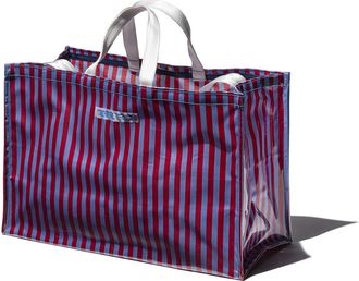 Puebco Sac de marché en tissu avec cravate pour lécole / rouge x bleu