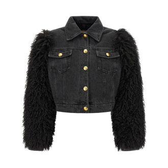 Twinset Femme, Vestes, Noir, Taille: 38 FR Veste en jean courte