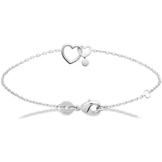 Brillaxis Bracelet double coeur et oxyde de zirconium