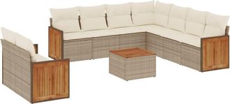 vidaXL Vidaxl - Set Divano Da Giardino 10 Pz Con Cuscini Beige In Polyrattan