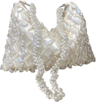 Generic Sac besace pour femme avec poignée supérieure en perles - Grande capacité - Design tendance chic, Blanc 2, 235.00x25.00x130.00mm/9.25x0.98x5.12inch