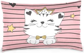 Linomo Kissenbezug 40x60 cm, Süß Katze Prinzessin Dekorative Kissenbezug Kissenhülle für Couch Sofa Bett Hause