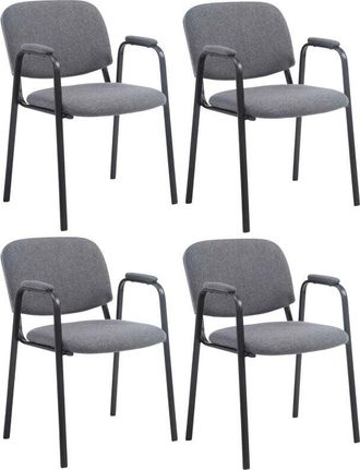 Clp Lot de 4 Chaises de visiteur Ken Pro en tissu avec accoudoirs Gris