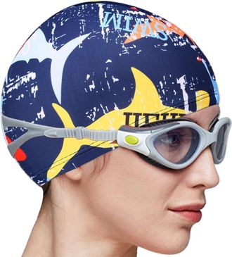 Generic Elegante Badekappe: elastische Badekappe mit Aufdruck f&uuml;r Erwachsene und Jugendliche, bequeme Badekappe zum Schwimmen am Strand, Pool, Meer, f&uuml;r Fraue