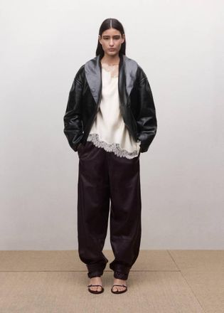 Mango Asymmetrisches Satin-Top mit Spitze ecru - Damen - S - MANGO