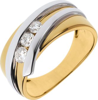 Edenly Ring Trilogie Kostbarer Kokon - Priscilla - Gelb- und Weißgold - 3 Diamanten 0. 31 Karat - 18 Karat