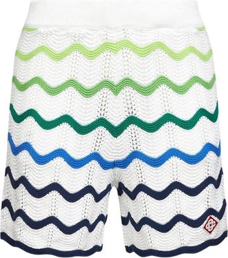 Casablanca elasticated scalloped knit shorts - Wei&szlig;