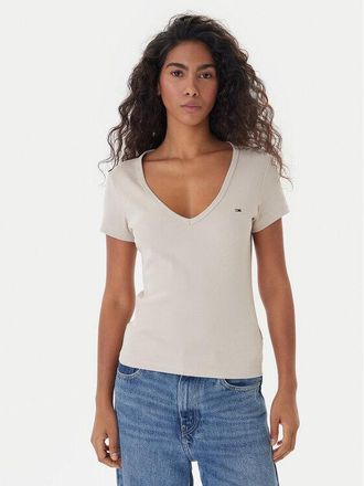 Tommy Jeans T-Shirt Essential DW0DW17385 Beige Slim Fit