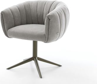 DELIFE Drehstuhl Jada-Flex Strukturstoff Soft Grau Fu&szlig;kreuz Effektfinish Titan 360&deg; drehbar Wippfunktion Taschenfederkern, Esszimmerst&uuml;hle