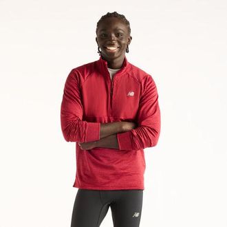 New Balance Herren RC Essential Heat Grid 1/2 Zip in Rot, Poly-Strick, Gr&ouml;&szlig;e XL
