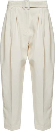 Co Femme, Pantalons, Blanc, Taille: 32 FR Pantalon Pliss&eacute; Ceintur&eacute; en Viscose et Lin