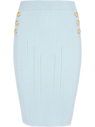 Balmain jupe crayon en maille - Bleu