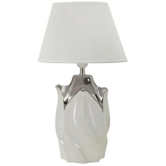 Paris Prix Lampe &agrave; Poser en C&eacute;ramique Shiney 51cm Blanc & Argent