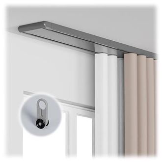 Generic Syst&egrave;me de tringle &agrave; rideaux double en aluminium 400 cm, silencieuse, antid&eacute;rapante, id&eacute;ale pour la maison et le bureau, support au plafond, double ra