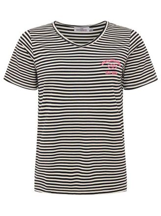 Zwillingsherz T-Shirt Zwillingsherz V-Neck, gestreift, kleines Motiv gestickt