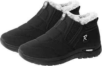 Generic Bottines Femme Plates Bottes De Neige Doublure Chaude en Polaire Peluche Chaussures Marche Randonnée dHiver Slip-on Semelle Antidérapante Légères Conf