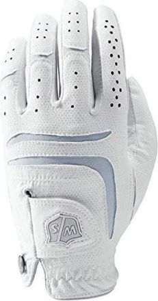 Wilson Staff Damen Golfhandschuh, Grip Plus, Material-Kombi, Gr&ouml;&szlig;e: L, Linkshand, LLH, wei&szlig;, WGJA00101L