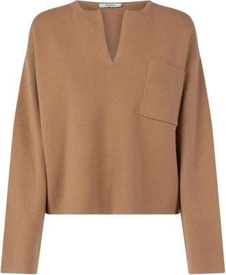 Max Mara Femme, Pulls, Brun, Taille: 38 FR Wool Blend V-Neck Sweater