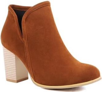 Generic Bottes De Cheville Femme Bout Rond Talons Épais Daim Slip on Chaussures Casual Fête Soirée Rendez - Vous,Marron,43 EU