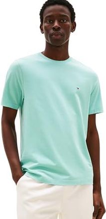 Tommy Hilfiger T-Shirt Manches Courtes Homme Seasonal Solid Tee avec Col Ras-du-Cou, Turquoise (Tradewinds Aqua), XS