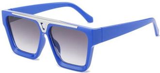 Generic Lunettes de soleil tendance populaires pour femmes rétro dégradé miroir lunettes lunettes UV400 hommes lunettes de soleil, Dégradé bleu gris, Taille u