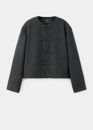Mango Veste droite fermeture &agrave; brandebourgs gris anthracite - Femme - XXS - MANGO