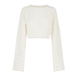 GCDS Monogram Macram&eacute; Top - - Knitwear - Damen - Wei&szlig; - L