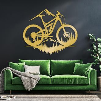 Generic Hochwertige minimalistische abstrakte Metall-Wandkunst, Premium-Wanddekoration f&uuml;r Zuhause, Mountainbike, Fahrrad, Waldmotive, Kiefer, Bergkunstwerk, 