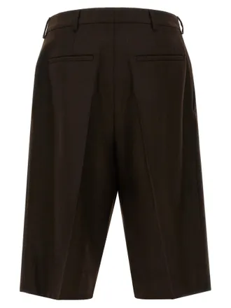 Saint Laurent Combed Wool Flannel Bermuda Shorts - Brown