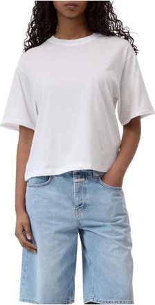 Closed Femme, Tops, Blanc, Taille: 36 FR T-shirt girocollo mezza manica a scatola