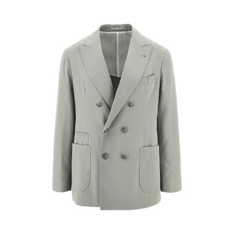 Brunello Cucinelli Silk-twill double-breasted jacket Man 50