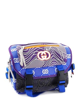 Gucci Buckle Flap Chest Strap GG Fabric with Rubber backpack - Blau