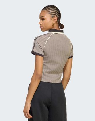 adidas Originals Polo en tweed - Marron clair