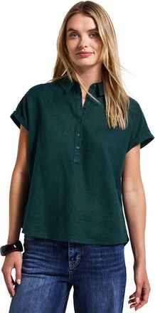 Street One Damen A345397 Leinenmix Hemdbluse, Dark Garden Green, 40
