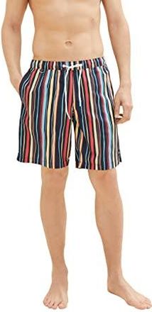 Tom Tailor Hommes Short de bain 1035051, 31555 - navy multicolor stripe, L
