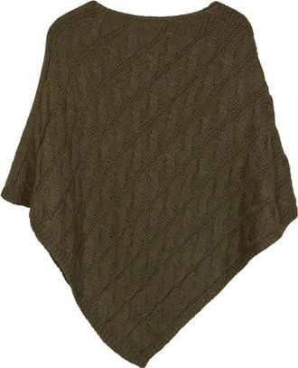 styleBREAKER Poncho Femme en Maille épaisse avec Motif torsadé, col Rond, Cape Tricot Chaud, Poncho dHiver élégant 08010040, Couleur:Olive