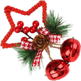 SOLUSTRE Weihnachtsglocke Anh&auml;nger Stern mit Schleife Rot Sicherer Weihnachtsbaumschmuck zum H&auml;ngen Festliche Deko f&uuml;r T&uuml;r Wohnzimmer B&uuml;ro