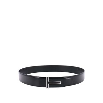 Tom Ford Glatte Lederg&uuml;rtel mit Emaille-Schnalle T - - Accessories - Herren - Schwarzk - 100 CM