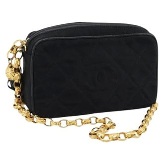 Chanel Sac bandouli&egrave;re vintage en satin doccasion - Femme - Pre-owned - Noir - Taille: ONE Size