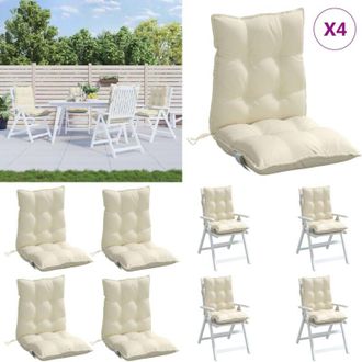 vidaXL Niedriglehner-Auflagen 4 Stk. Creme Oxford-Gewebe - Niedriglehner Auflagen - Gartenstuhlkissen - Oxford Stoff - Wasserabweisend - Creme - Home &