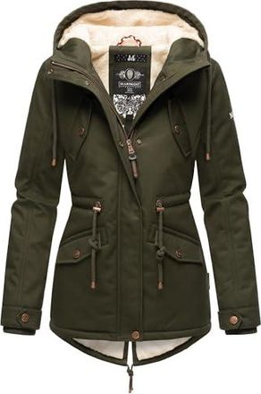 Marikoo B376 B376-Manolya B376 Parka dhiver doubl&eacute;e en fourrure synth&eacute;tique pour femme Taille S, Vert olive fonc&eacute;, S