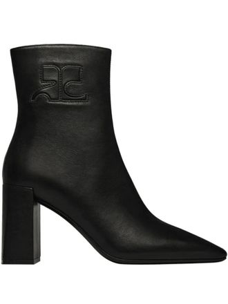 Courr&egrave;ges Stiefel - Pointed Toe Ankle Boots With Block Heel - Gr. 36 (EU) - in Schwarz - f&uuml;r Damen
