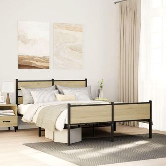 vidaXL Vidaxl Giroletto Senza Materaso In Metallo Rovere Sonoma 160x200 Cm