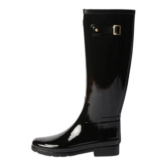 Hunter Eleganter Gummistiefel mit Goldrand in &Uuml;bergr&ouml;&szlig;e - - Shoes - Damen - Schwarzk - 36 EU