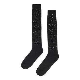 A Paper Kid unisex, Sous-v&ecirc;tements, Noir, Taille: ONE Size Calza in cotone mini borchie