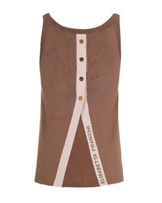 Elisabetta Franchi Womens Sleeveless Knit Top Clay-Butter Viscose Vests & Tank Tops Clay/butter