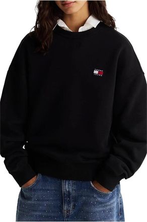 Tommy Jeans Femme, Sweatshirts et sweats &agrave; capuche, Noir, Taille: 38 FR Sweat ML coton logo