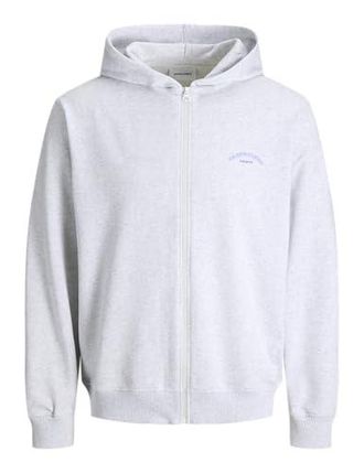 Jack & Jones Zip Hood Jjcollege Sweat &agrave; Capuche zipp&eacute; avec Logo JNR, Blanc-Gris, 164 Homme