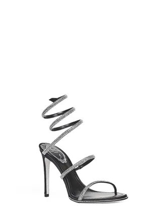 Rene Caovilla Womens Black Cleo 105 Jeweled Sandals Viscose