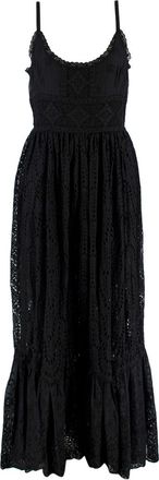 Valentino Garavani Valentino Black Broderie Anglaise Maxi Dress Size M
